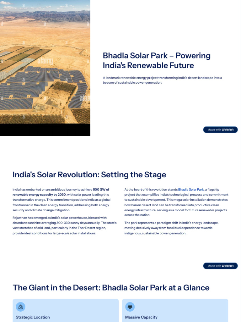 Bhadla Solar Park Powering Indias Renewable Future | PDF | Sustainable ...