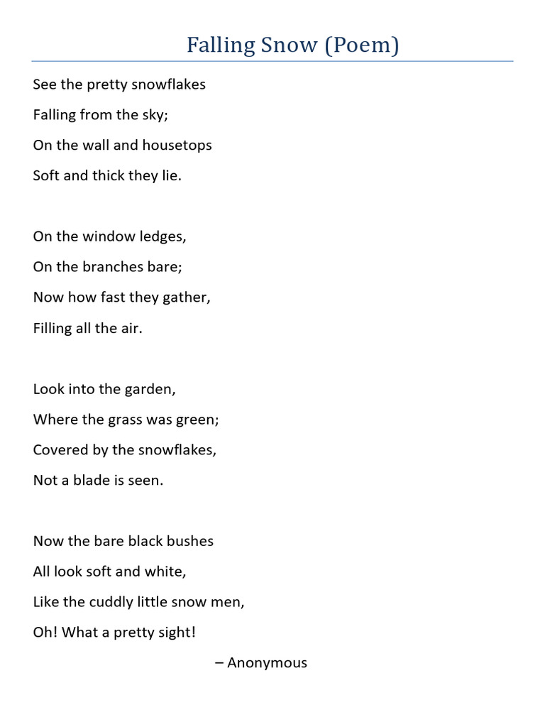 Winter's Beauty in Falling Snow Poem | PDF