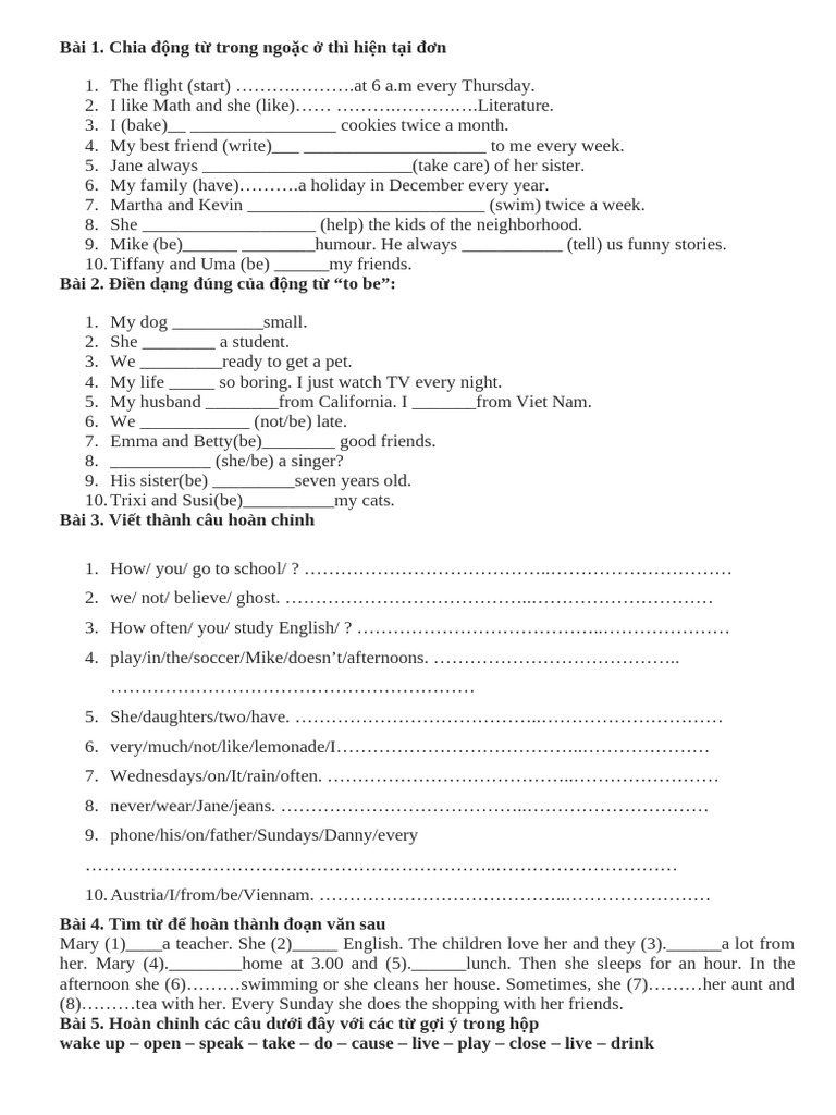 Present Simple Exercise | PDF