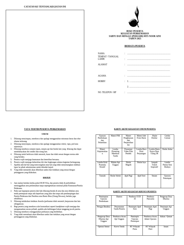 Buku Kegiatan Persami Mts Noor Aini | PDF