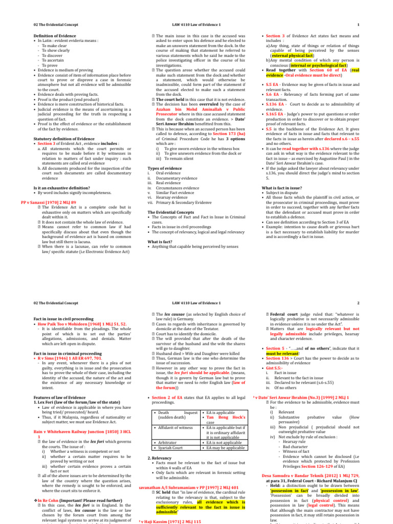 Law 4110 - 02 The Evidential Concept | PDF | Relevance (Law) | Evidence ...