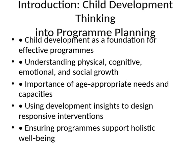 Intro Child Development Planning | PDF