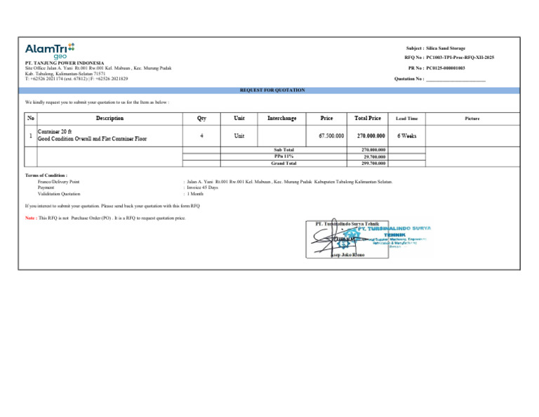PC1003 TPI Proc RFQ XII 2025 - Sign | PDF | Business Documents ...