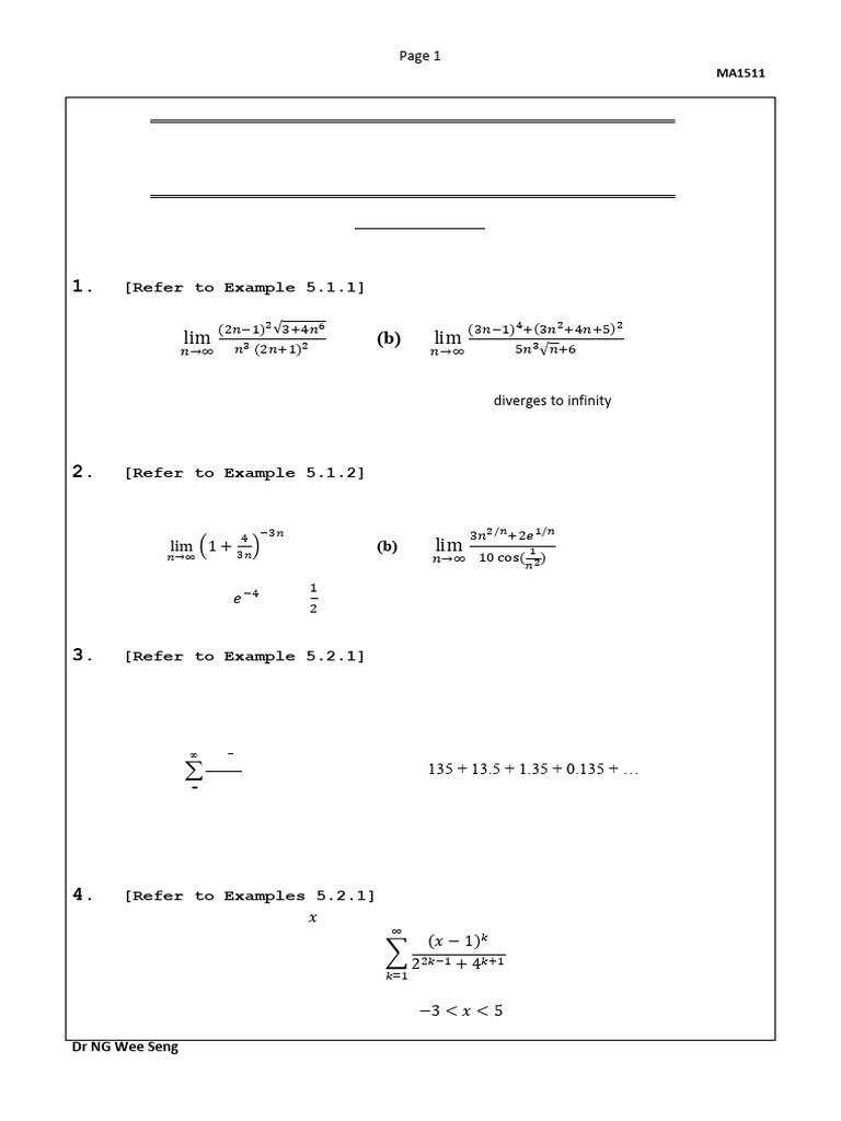 MA1511 2021S2 Tutorial 5 Useful Questions | PDF | Numbers | Real Analysis