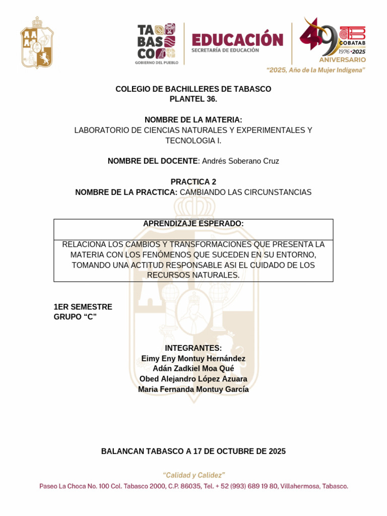 Hoja de Presentacion Practica 2 | PDF