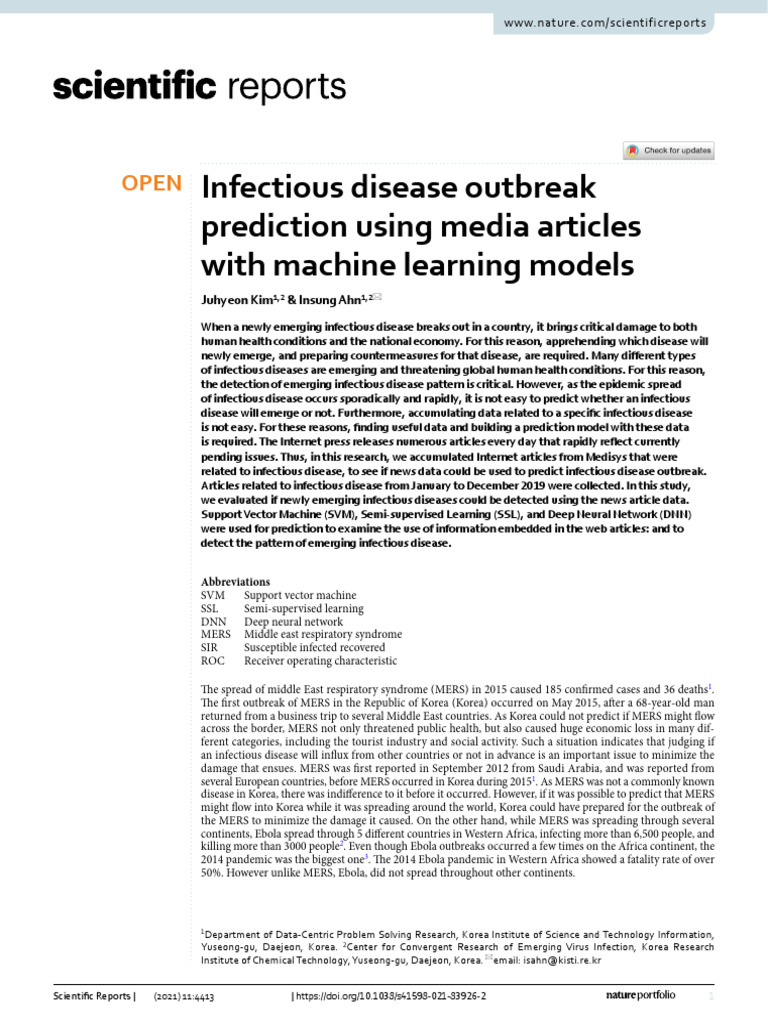 Infectious Disease Outbreak | PDF | Infection | Receiver Operating ...