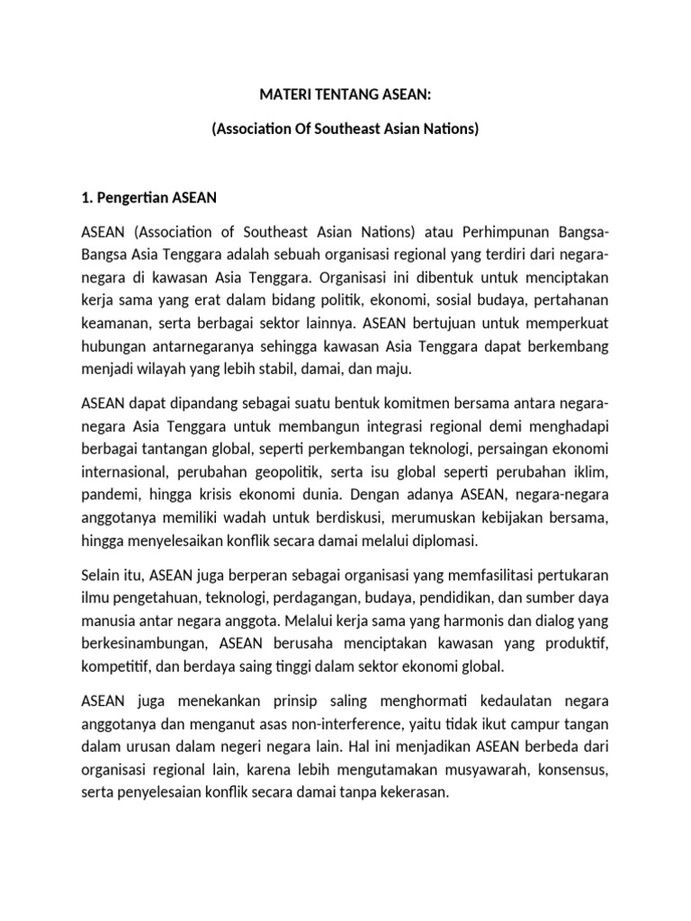 Pengertian dan Sejarah ASEAN | PDF