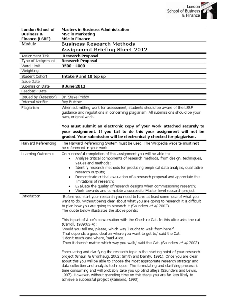 Masters Research Proposal Assignment | PDF | File Format | Email