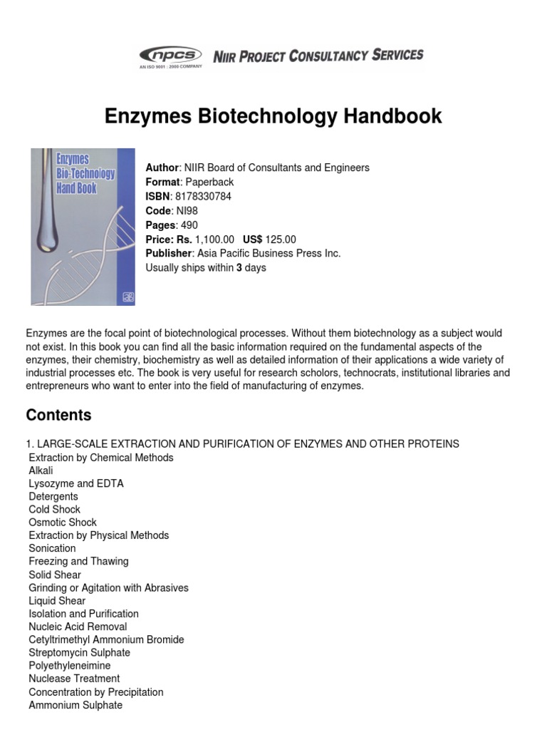 Enzyme Tech for Researchers & Entrepreneurs | PDF | Enzyme | Chemical ...