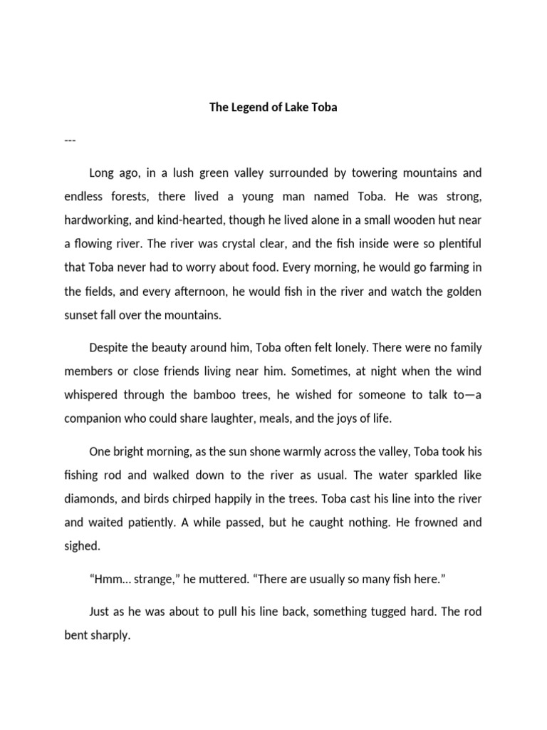 The Legend of Lake Toba | PDF | Lake | River