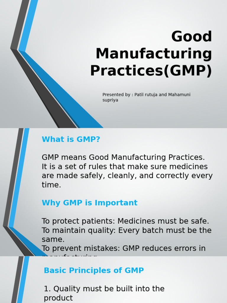 Good Manufacturing Practices(GMP) | PDF