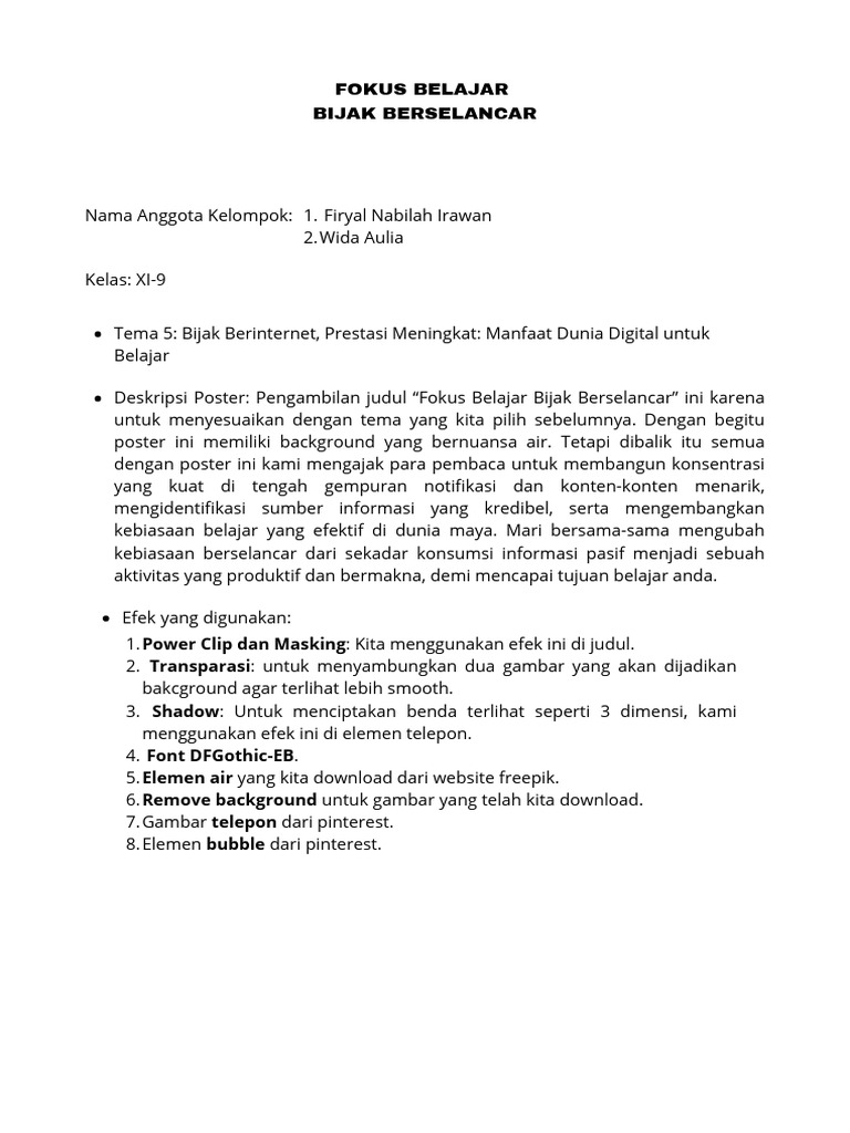 Deskripsi Poster Informatika Firyal Wida | PDF