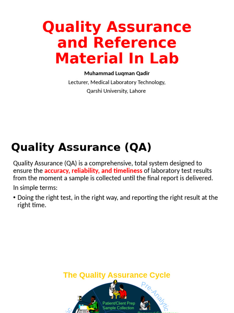 1. Quality Assurance in Lab | PDF | Sensitivity And Specificity ...