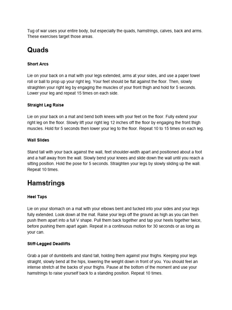 Effective Exercises for Tug of War Training | PDF | Foot | Arm