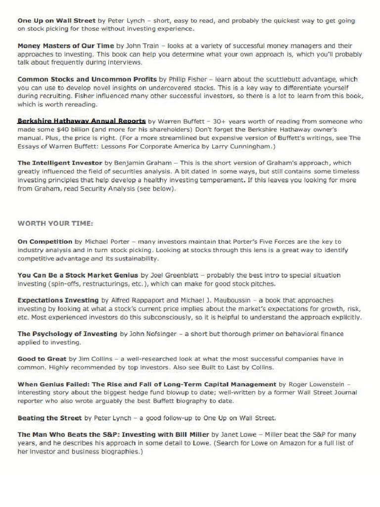 Investment Book List | PDF