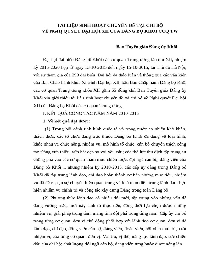 Chuyên Đề 6 Sinh Hoat Chi Bo | PDF