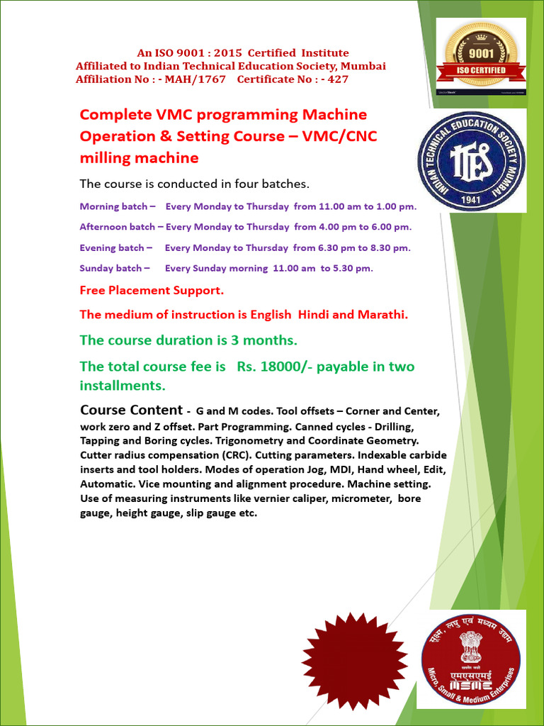 Complete VMC Programming Machine Operation and Setting Course - VMC ...
