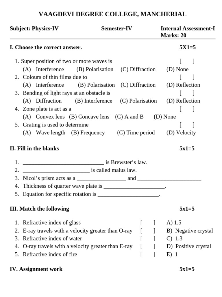 Physics IV Internal | PDF