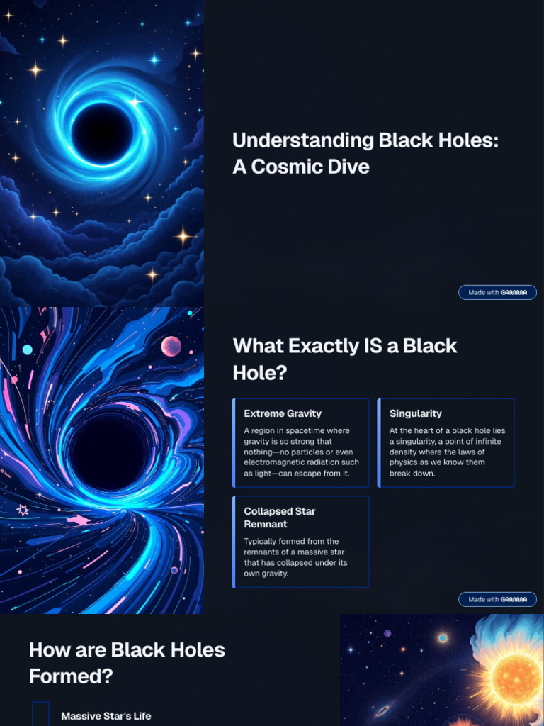 Understanding-Black-Holes-A-Cosmic-Dive | PDF | Black Hole | Stars