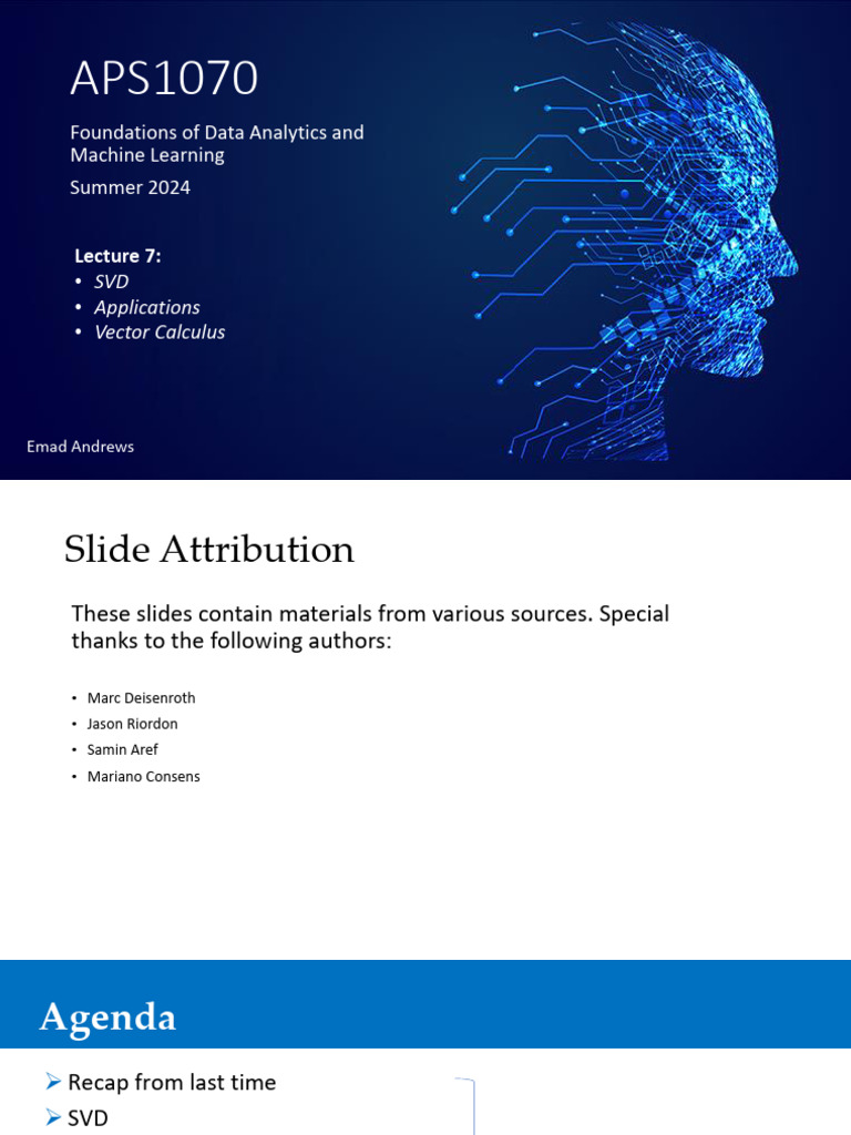 SVD and Vector Calculus in Data Analytics | PDF | Eigenvalues And ...