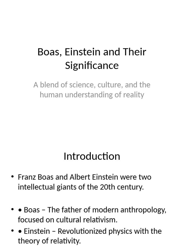 Boas and Einstein: Cultural Impact | PDF