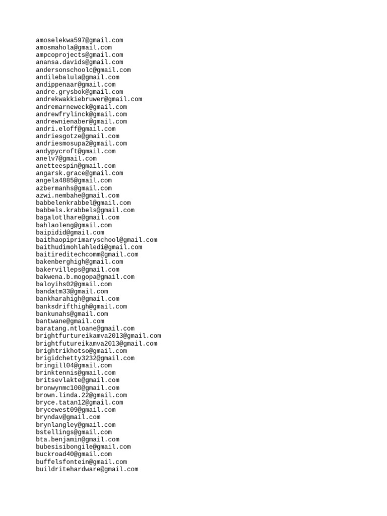 Comprehensive Email List Compilation | PDF