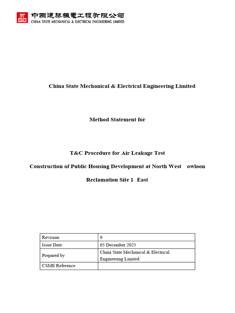 Air Leakage Test Method Statement | PDF | Duct (Flow) | Mechanical ...