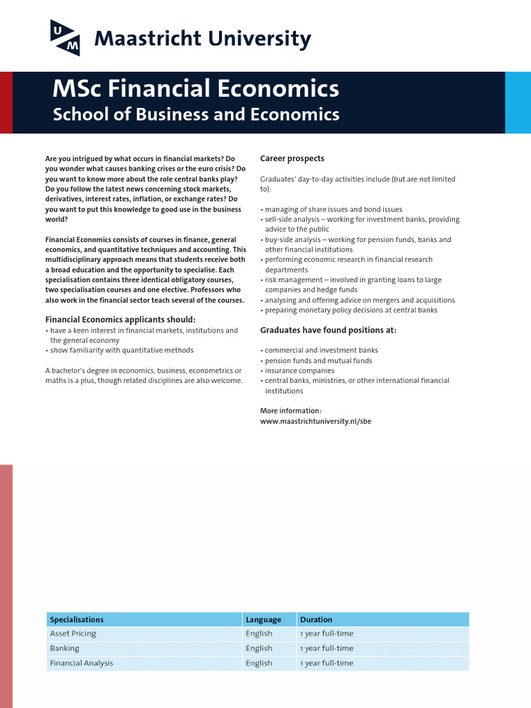 MSC Financial Economics | PDF | Financial Economics | Economics