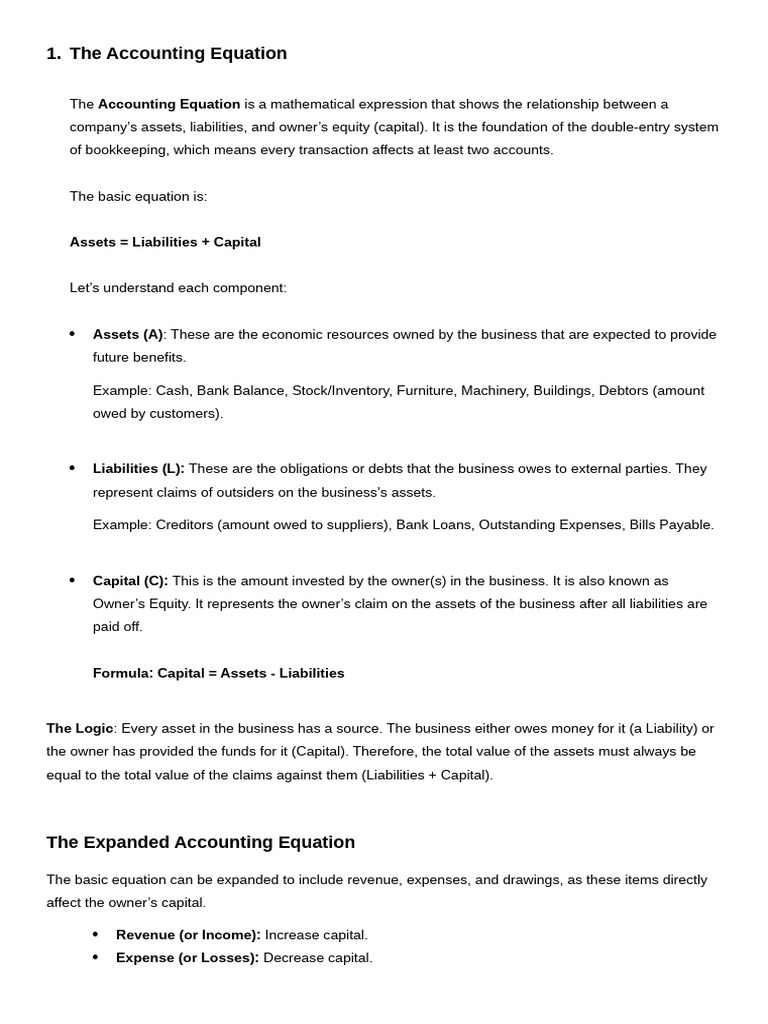 Understanding the Accounting Equation | PDF | Debits And Credits ...