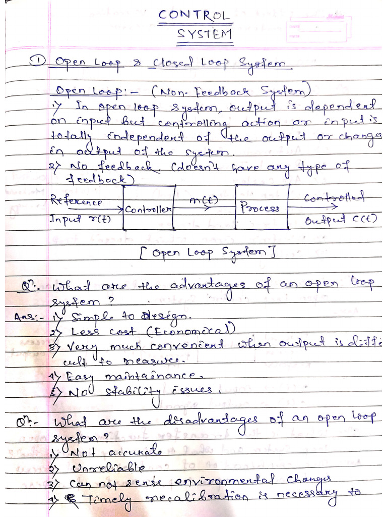 Control System Note - Dr. Haziqul Yaquin | PDF