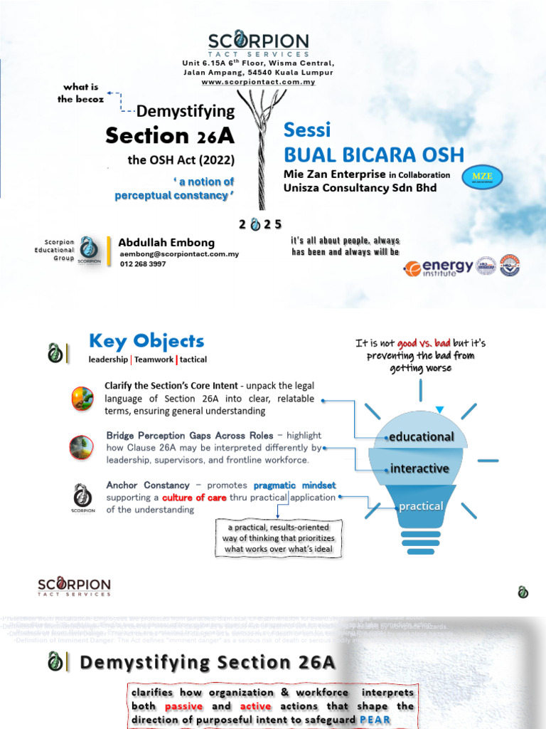 OSH Talk - Demystifying Clause 26A | PDF | Occupational Safety And ...
