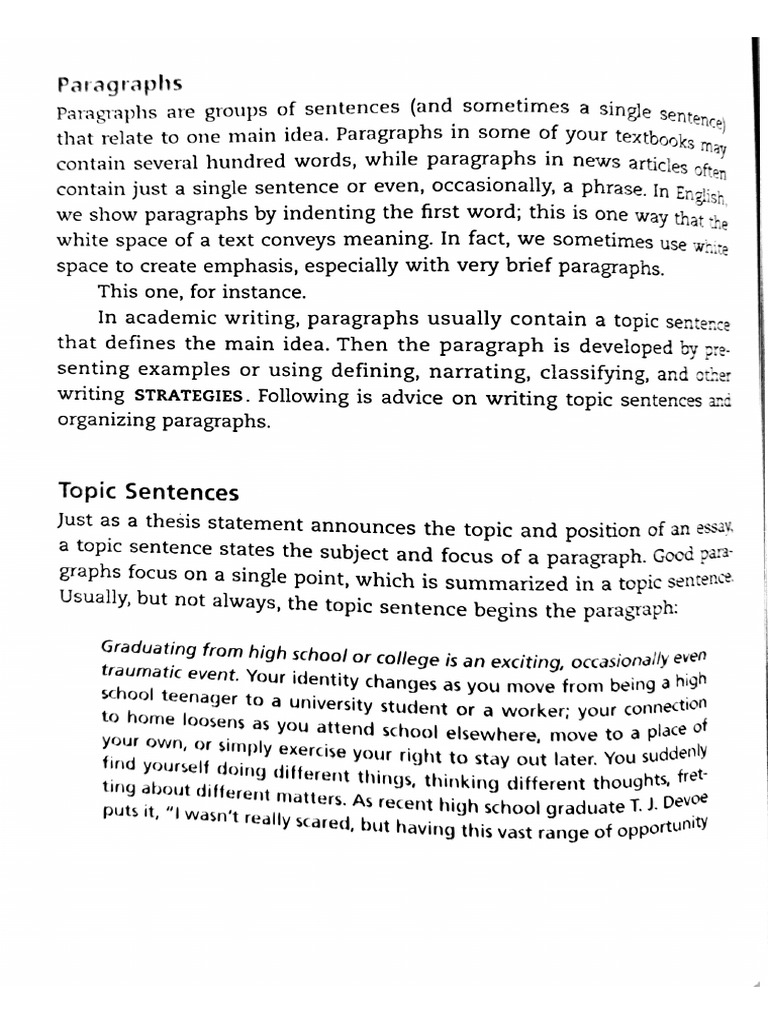Paragraphs and Topic Sentences | PDF