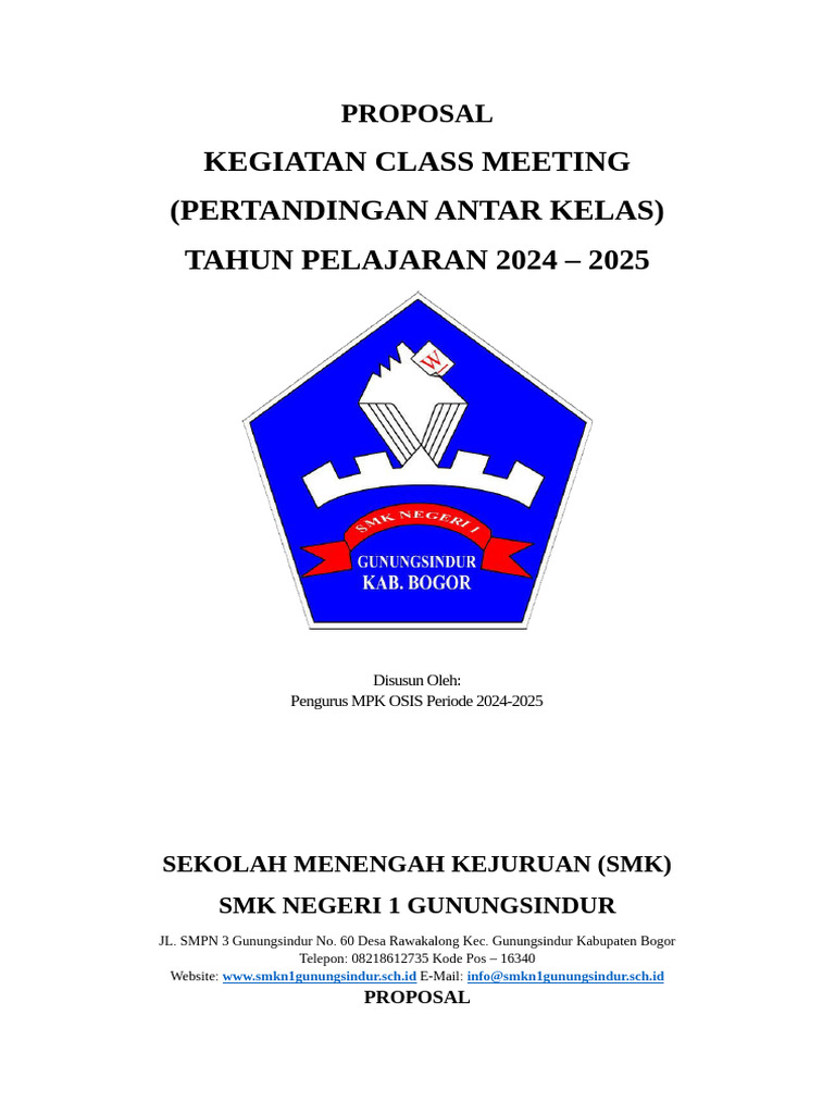 Proposal Kegiatan Class Meeting SMK 2024 | PDF