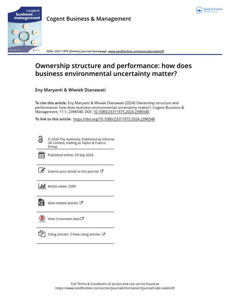 Ownership Structure and Performance Insights | PDF | Corporate ...