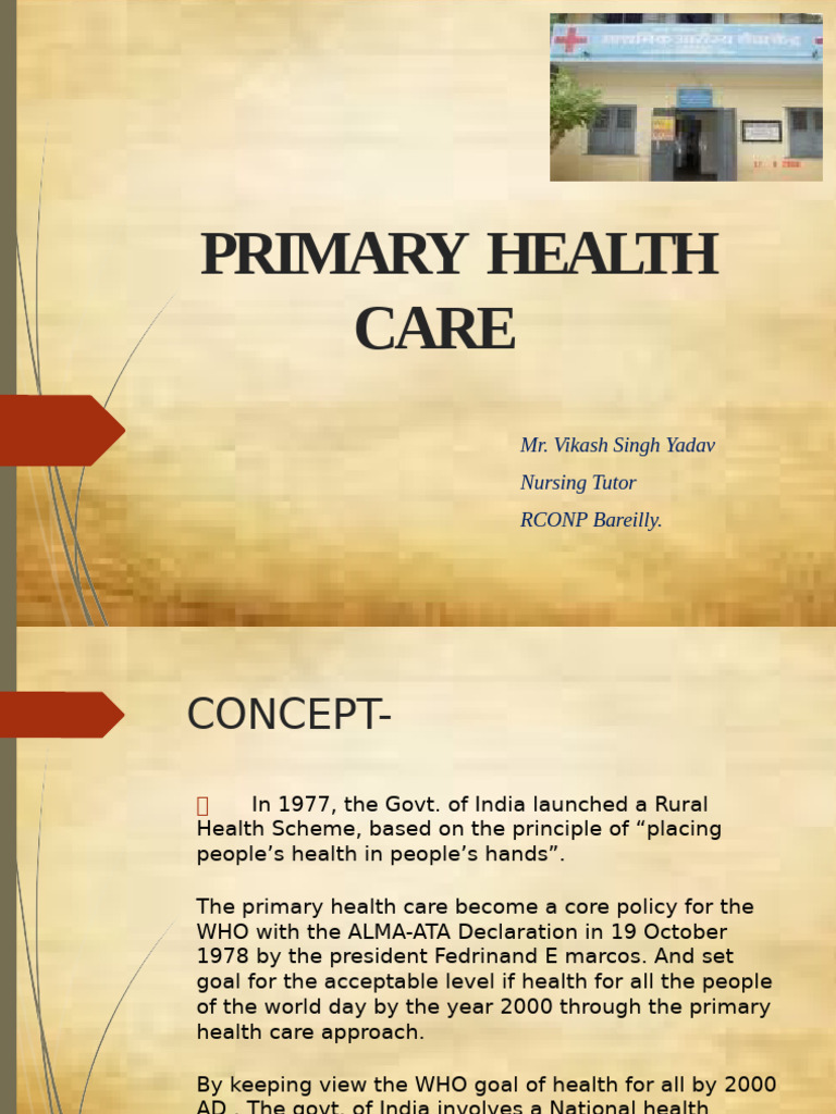 Primary Health Care Ppt | PDF | Health Care | Social Programs