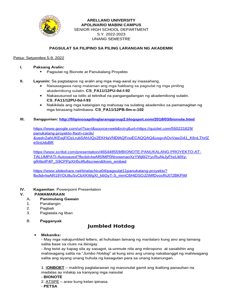 DLP-WEEK-5-SETYEMBRE-5-92022-PAGSULAT-SA-PILING-LARANGAN | PDF