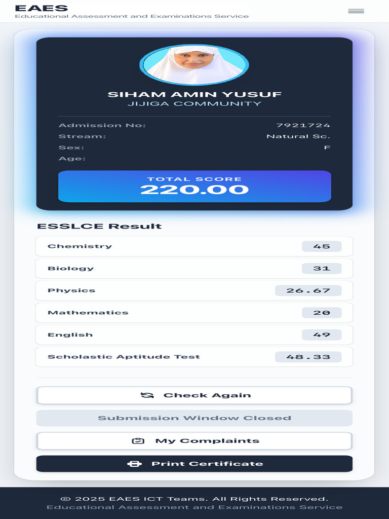EAES Result Checker | PDF