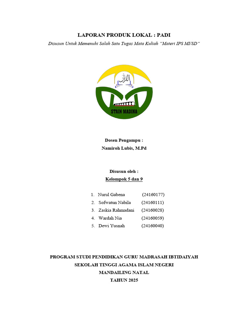 Laporan Produk Lokal - Padi | PDF