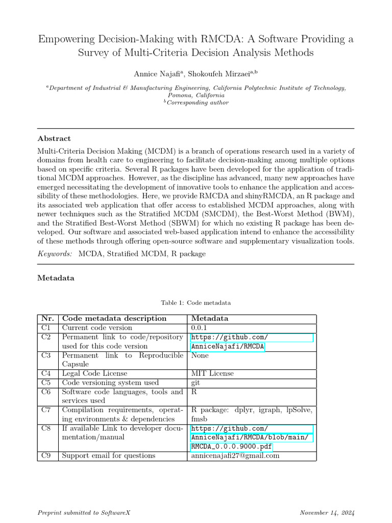 mcdm techniques | PDF | Matrix (Mathematics) | Time Complexity