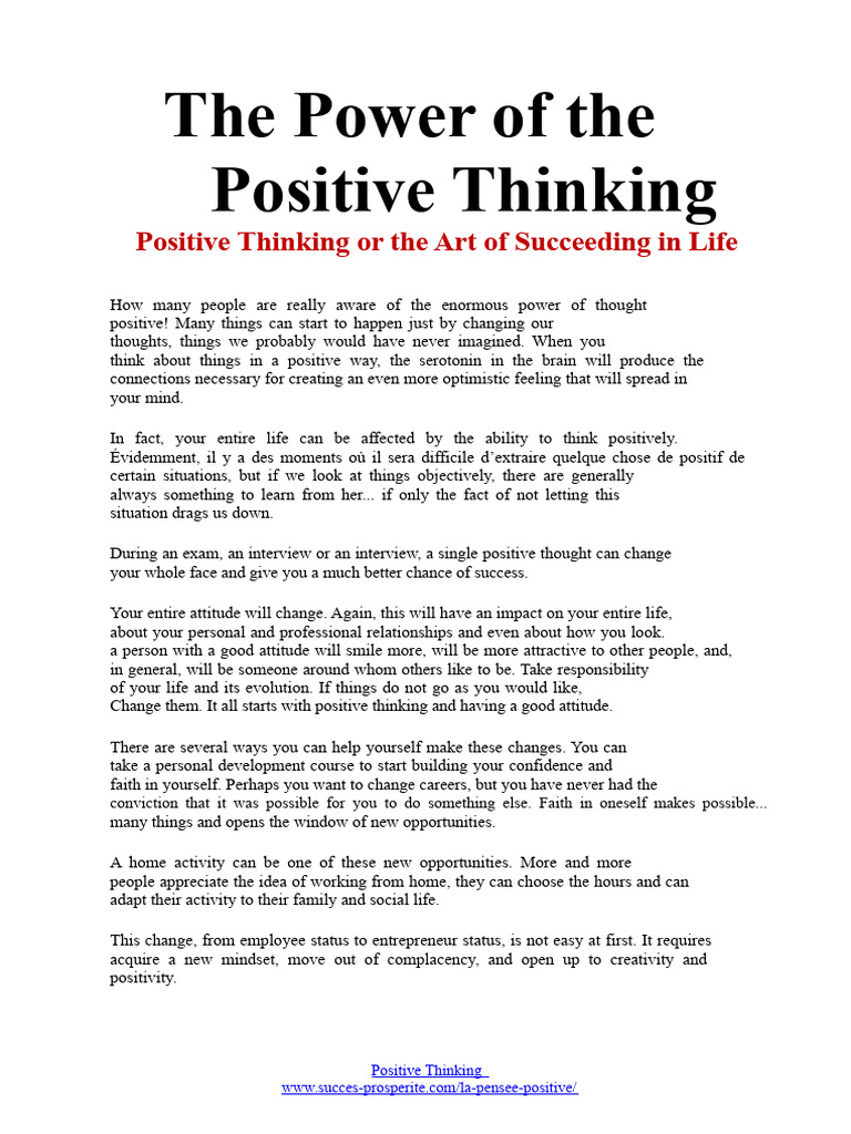 Harnessing Positive Thinking for Success | PDF | Thought | Optimism