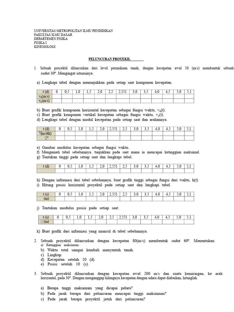 Latihan Peluncuran Proyektil | PDF