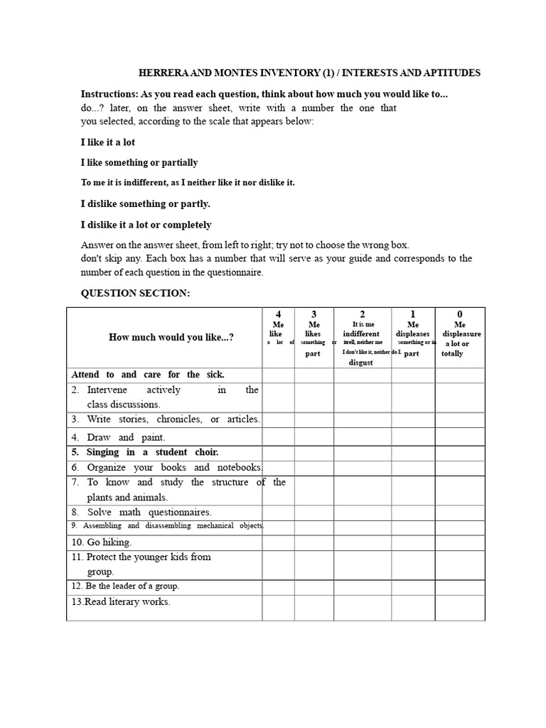 Skills and Interests Inventory Questionnaire | PDF | Geometry