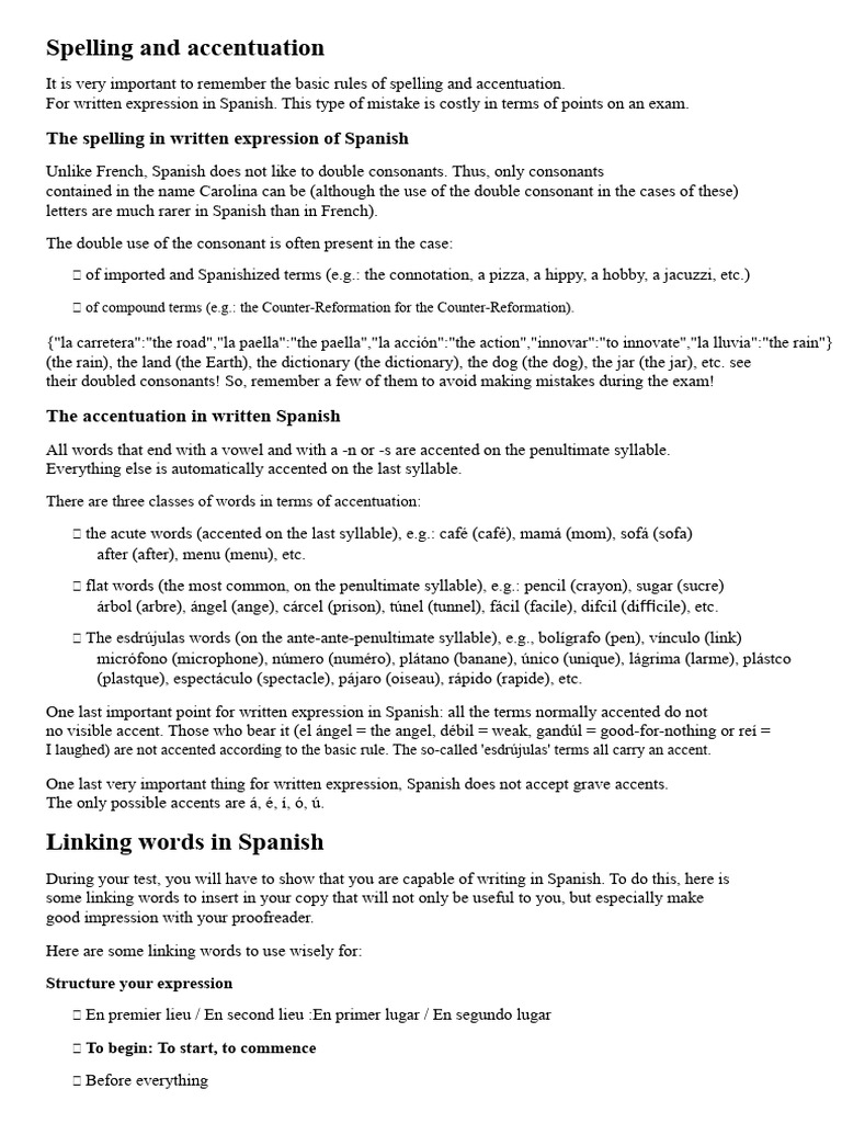 Tips for writing a successful text in Spanish | PDF | Stress ...