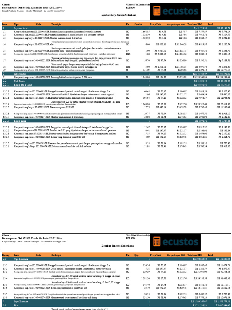 Template - Gedung 4 Lantai | PDF