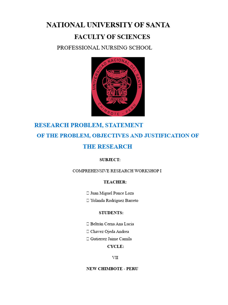 REPORT ON THE PROBLEM STATEMENT, OBJECTIVES, AND JUSTIFICATION OF THE ...