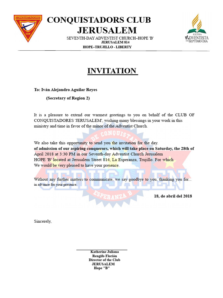 INVITATION admission jerusalem.docx | PDF