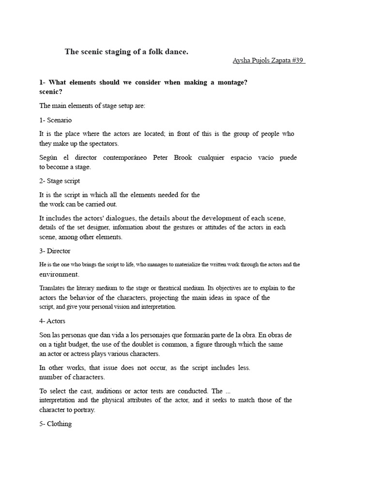 Elements of Scenic Stage Setup | PDF | Area | Choreography