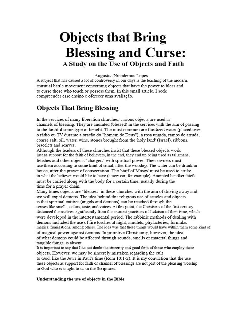 Objects That Bring Blessing and Curse | PDF | Exorcism | Demons