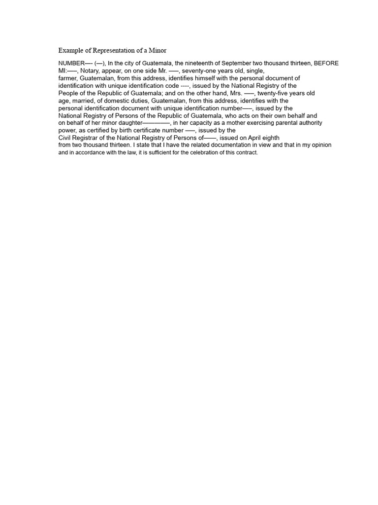 Example of Representation of A Minor | PDF