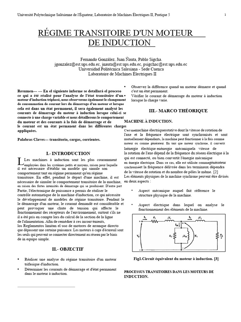 Analyse du régime transitoire moteur induction | PDF | Puissance ...